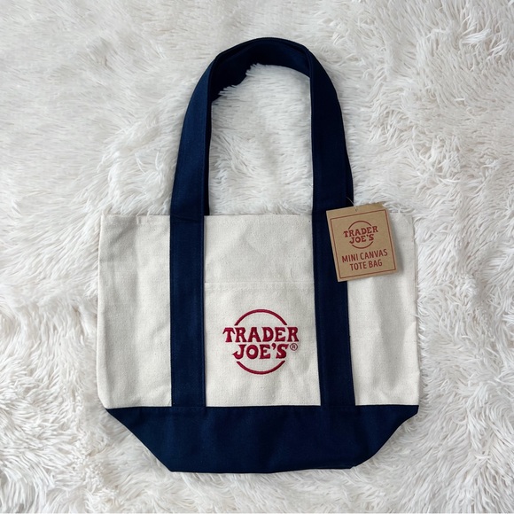 Trader Joe’s | Bags | Sold Joes Mini Canvas Tote Bag Navy Blue Nwt New ...